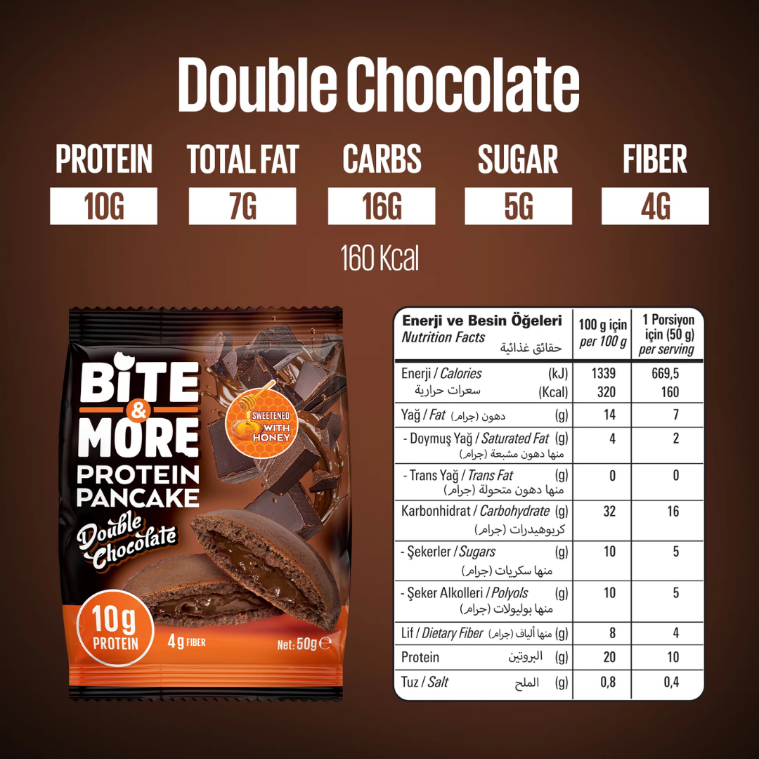 BİTE&MORE Protein Pancake Double Çikolata 50g – Özel Beslenme