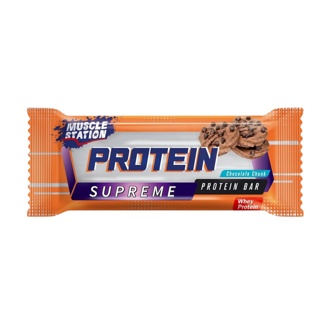 MUSCLE STATİON Supreme Protein Bar Çikolata Parçacıklı 40g – Özel Beslenme