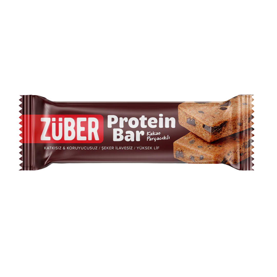ZÜBER Kakao Parçacıklı Protein Bar 35g – Özel Beslenme