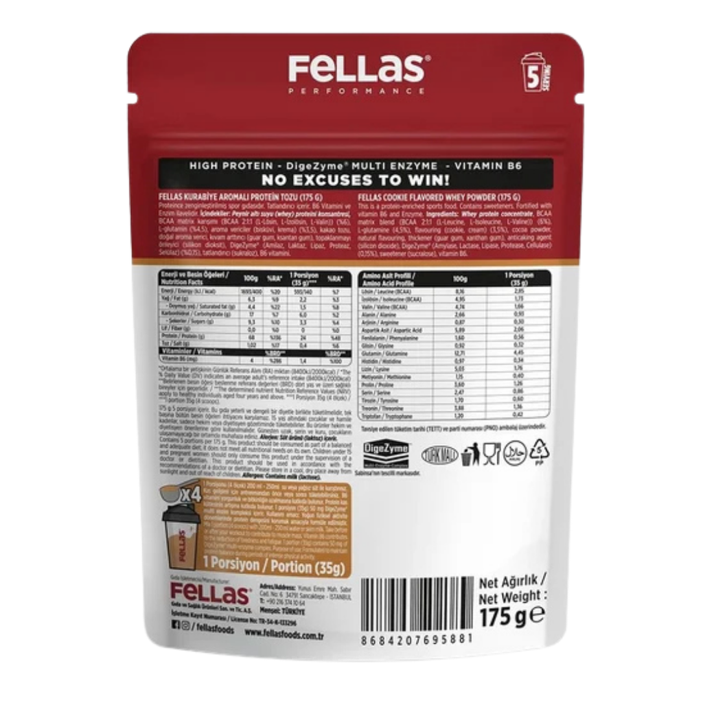 FELLAS Protein Tozu Performance - Kurabiye Aromalı Protein Tozu 175g ...