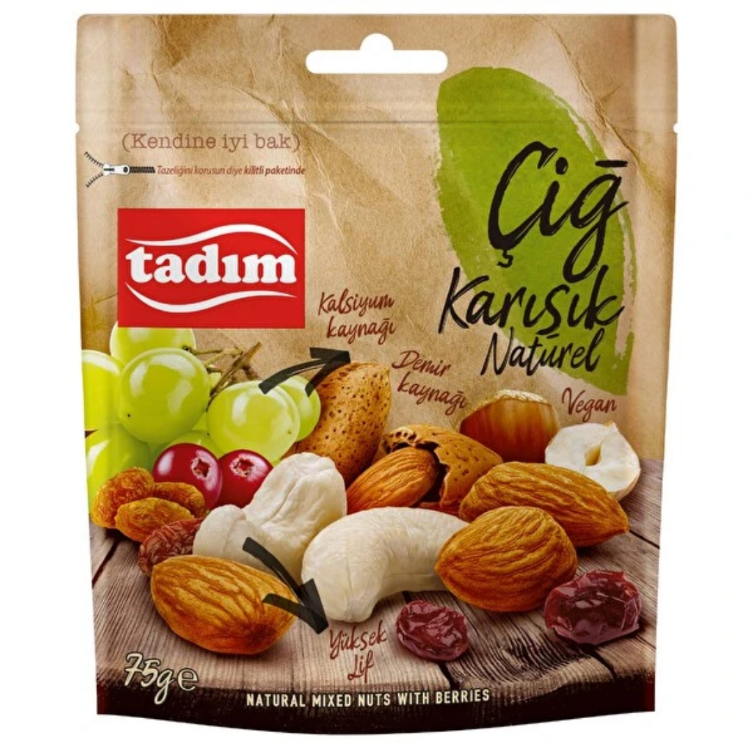 TADIM Çiğ Karışık Kuruyemiş Naturel 75g – Özel Beslenme