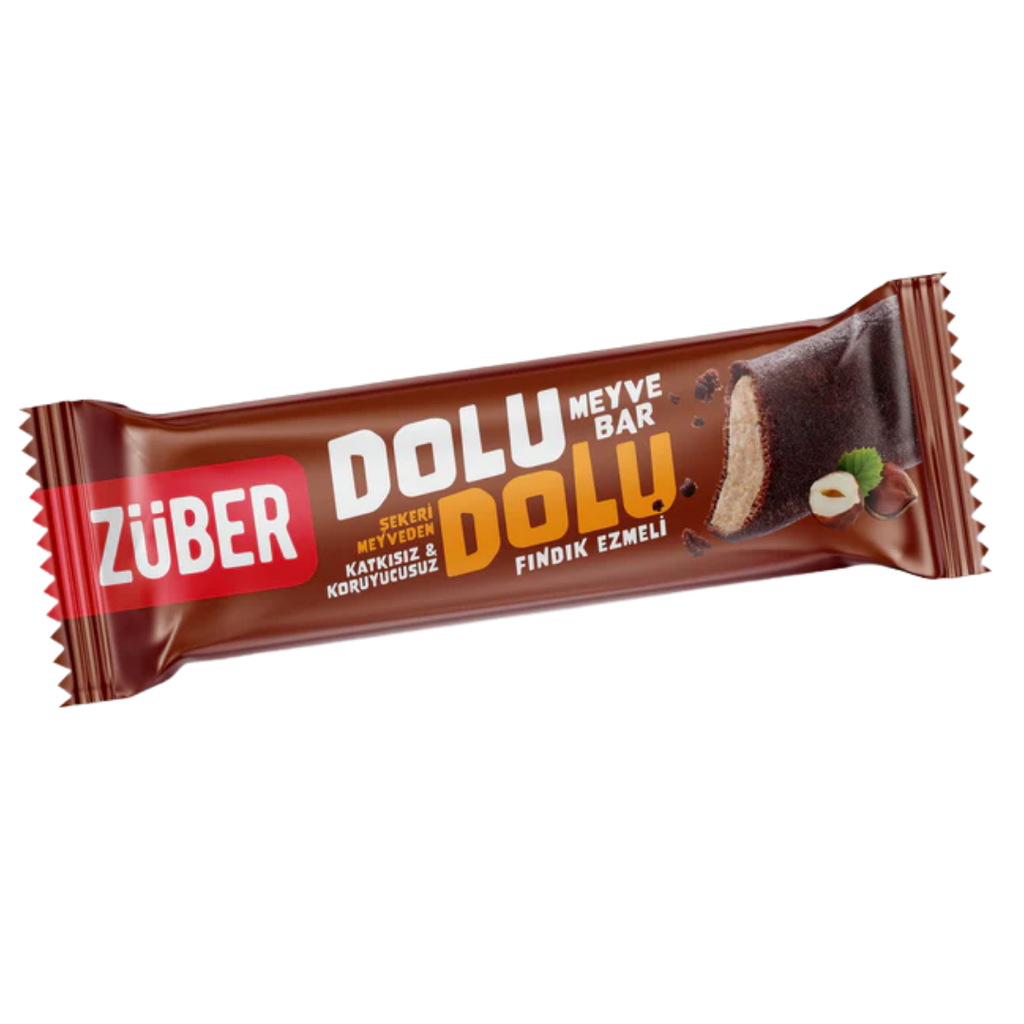ZÜBER Dolu Dolu Fındık Ezmeli Meyve Bar 30g – Özel Beslenme