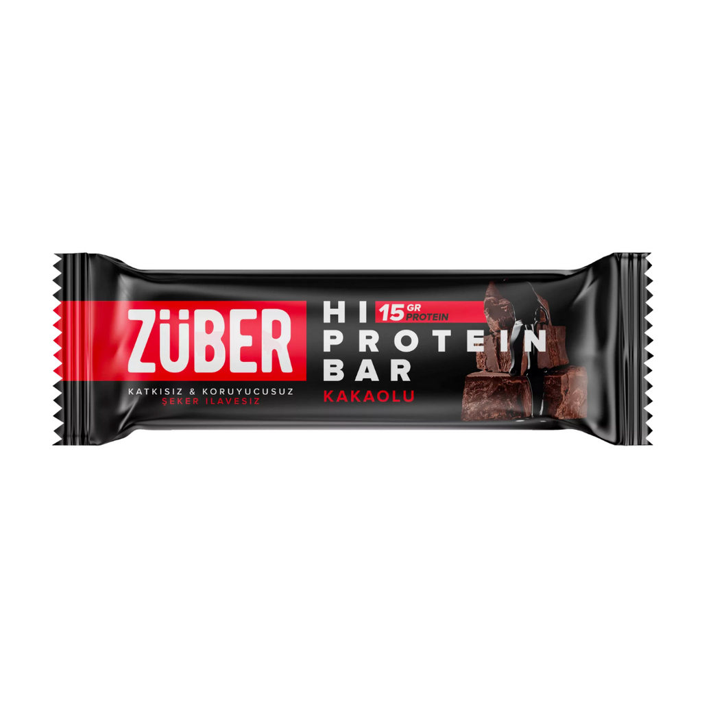 ZÜBER Kakaolu Yüksek Protein Bar 45g – Özel Beslenme