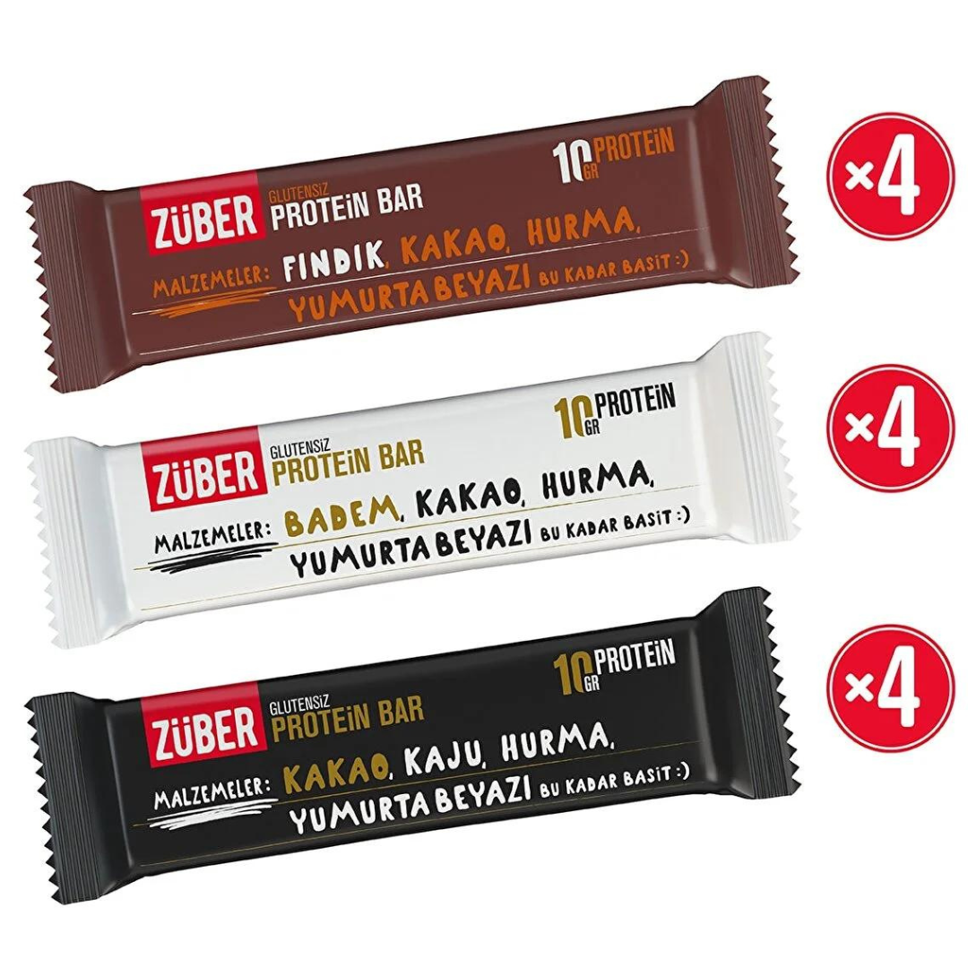 ZÜBER Kakaolu Protein Bar Deneme Paketi (12 Adet) – Özel Beslenme