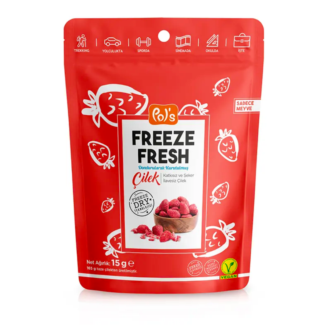 POL'S Freeze Fresh Dondurularak Kurutulmuş Çilek 15g – Özel Beslenme